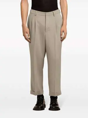 AMI Paris Pressed-crease Tapered Trousers - Neutrals