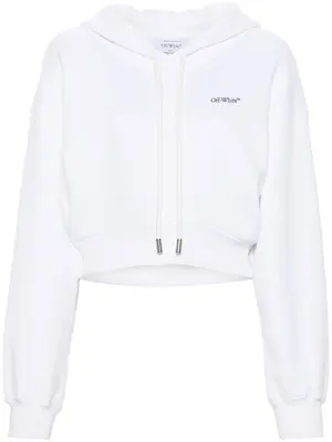 Off-White X-ray Arrow Cropped Hoodie - White