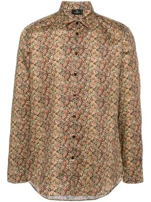 Etro Palm Tree-print Cotton Shirt - Orange