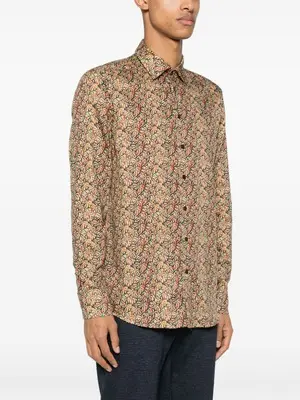Etro Palm Tree-print Cotton Shirt - Orange