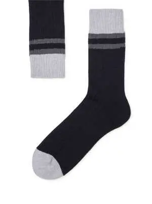 Brunello Cucinelli Striped Cotton Socks - Blue