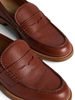 Dsquared2 Pebbled Leather Penny Loafers