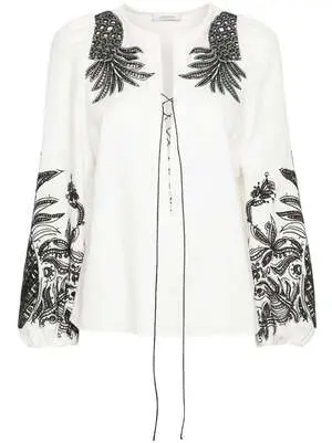 DOROTHEE SCHUMACHER Dorothee Schumacher Pineapple Embroidery Lace-Up Blouse