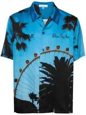 PURPLE BRAND Logo-embroidered Shirt - Blue