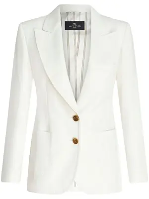 Etro Single-breasted Slub Blazer - White