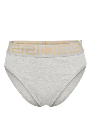 Versace Greca-waistband Cotton Briefs - Grey