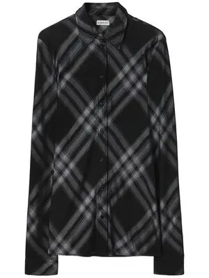 Burberry Check-print Long-sleeve Shirt - Black