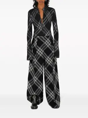 Burberry Check-print Long-sleeve Shirt - Black