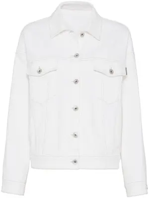 Brunello Cucinelli Monili-embellished Denim Jacket - White