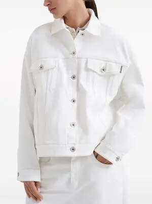 Brunello Cucinelli Monili-embellished Denim Jacket - White