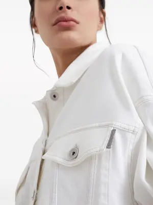 Brunello Cucinelli Monili-embellished Denim Jacket - White
