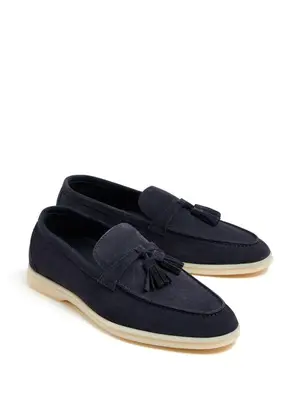 SCAROSSO Leandra Suede Loafers - Blue