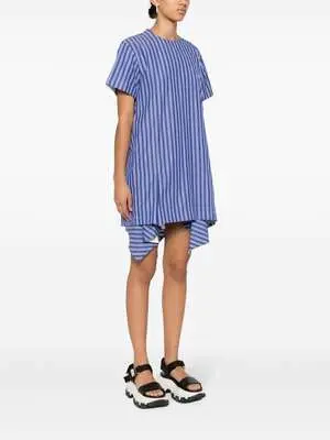 Sacai Asymmetric-hem Cotton Poplin Dress