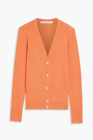 Another Tomorrow Ribbed Knit Cardigan - Orange