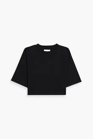 Loulou De Saison Cropped Pima Cotton-jersey T-shirt - Black