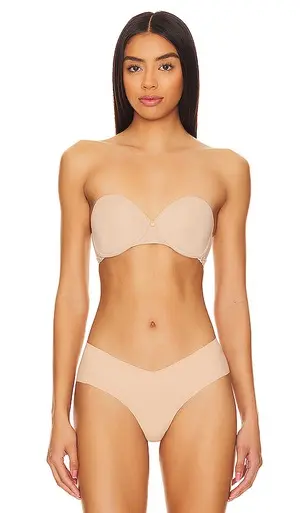 Natori Pure Luxe Strapless Contour Underwire Bra In Nude - Cafe