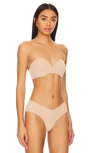 Natori Pure Luxe Strapless Contour Underwire Bra In Nude - Cafe