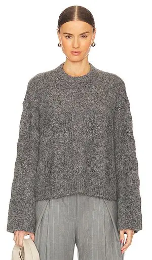 L'academie Adria Cable Knit Hooded Sweater