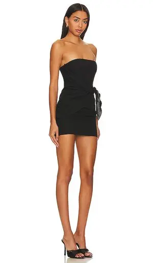 Superdown Strapless Mini Dress With Attached Waist Tie - Black