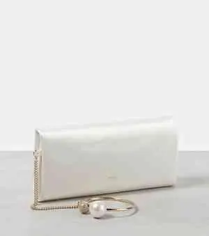 JIMMY CHOO Xandra Small Embellished Satin Clutch - Brown