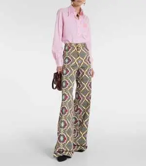 Etro Printed High-rise Wide-leg Jeans - Orange