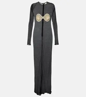 Magda Butrym Crochet-trimmed Jersey Maxi Dress - Black