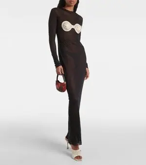Magda Butrym Crochet-trimmed Jersey Maxi Dress