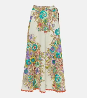 ETRO Etro Floral Cotton And Silk Midi Skirt