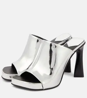Stella McCartney Elsa Mirrored Faux Leather Sandals - Silver