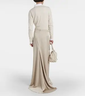 Brunello Cucinelli Satin Maxi Skirt - Beige