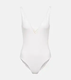 Valentino Garavani Logo Swimsuit - White