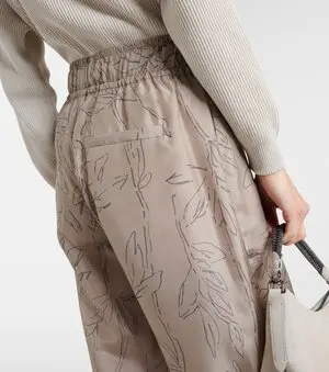 Brunello Cucinelli Floral Wide-leg Pants - Brown
