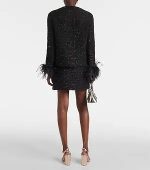 Valentino Garavani Feather-trimmed Tweed Jacket