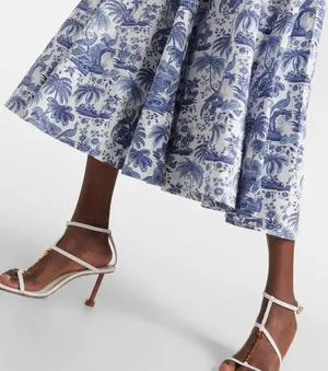 Staud Wells Floral Cotton Midi Dress - Blue