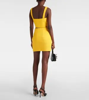 Alessandra Rich Embellished Tweed Crop Top - Yellow
