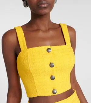Alessandra Rich Embellished Tweed Crop Top