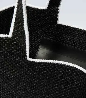 Loewe Logo Large Raffia Shopper - Black