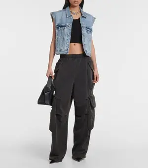 AGOLDE Ribbed Knit Cropped Tank - Black