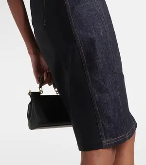 Dolce & Gabbana Logo Embroidered Denim Midi Dress