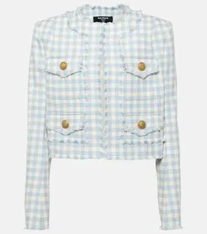 Balmain Checked Cotton-blend Tweed Jacket