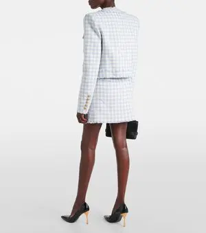 Balmain Checked Cotton-blend Tweed Jacket - Blue