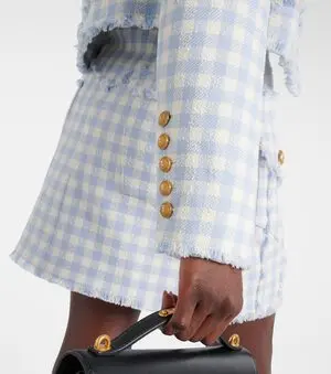 Balmain Checked Cotton-blend Tweed Jacket - Blue