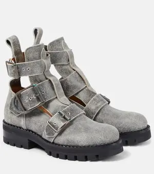 VIVIENNE WESTWOOD Cut-out Leather Ankle Boots - Grey