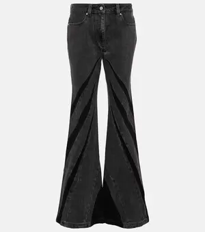 DION LEE Darted Mid-rise Flared Jeans - Black