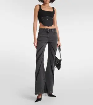 DION LEE Darted Mid-rise Flared Jeans