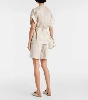 Brunello Cucinelli Linen Wrap Top - Beige