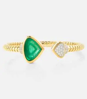 Marina B Trisolina Cuff Bracelet With Diamonds And Emerald - Gold