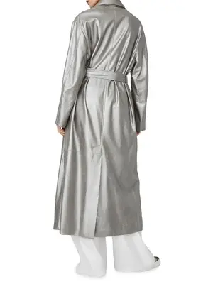 Brunello Cucinelli Lamé Suede Trench With Monili