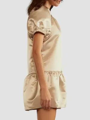 Cynthia Rowley Tulip Puff-sleeve Satin Minidress