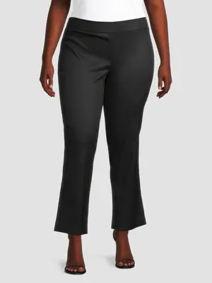 Ming Wang Boot-cut Cotton-blend Pants - Black